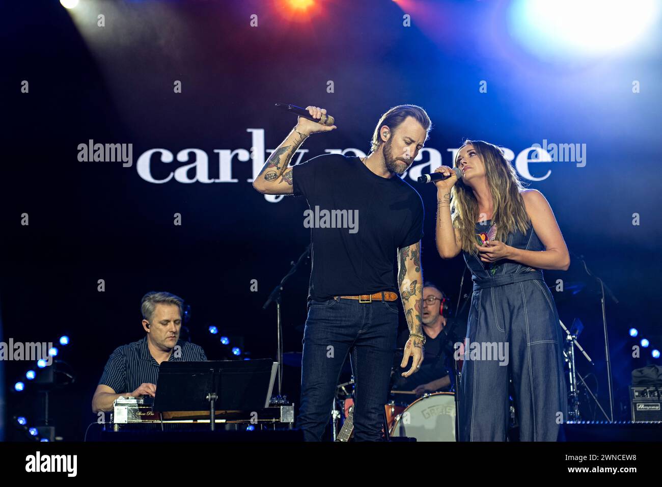 Charles Kelley of Lady A, left, and Carly Pearce perform during Country ...
