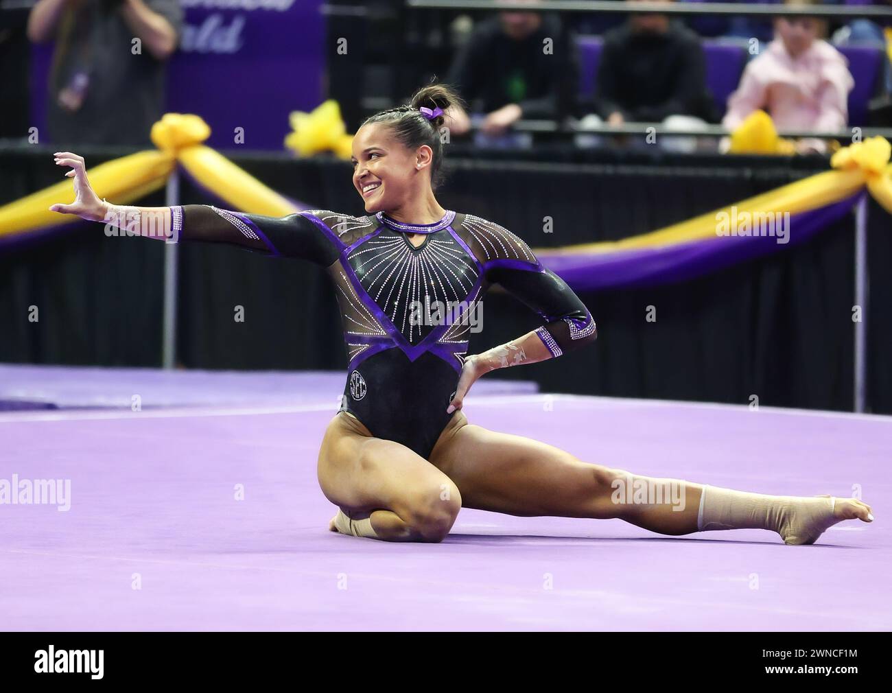 March 1, 2024: LSU's Haleigh Bryant finishers her floor routine, which ...