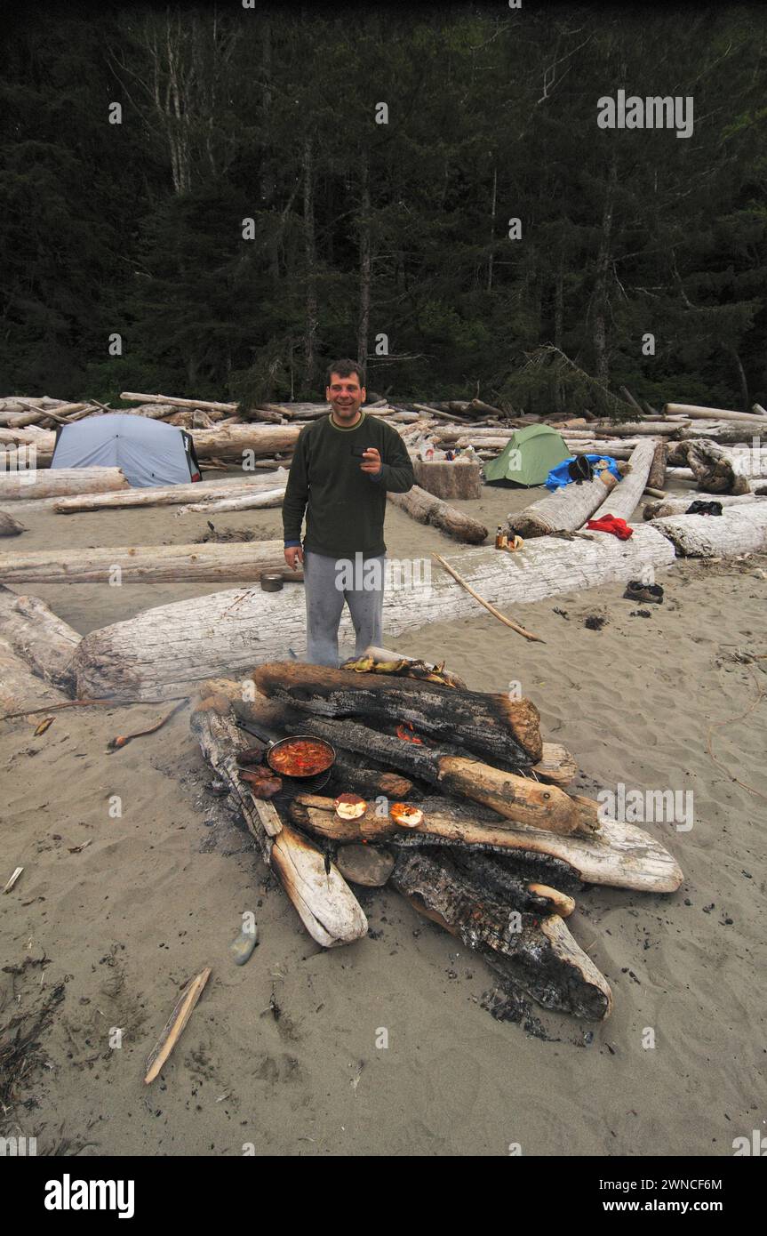Steven kazlowski photographer drinking and cooking at camping on Shi ...