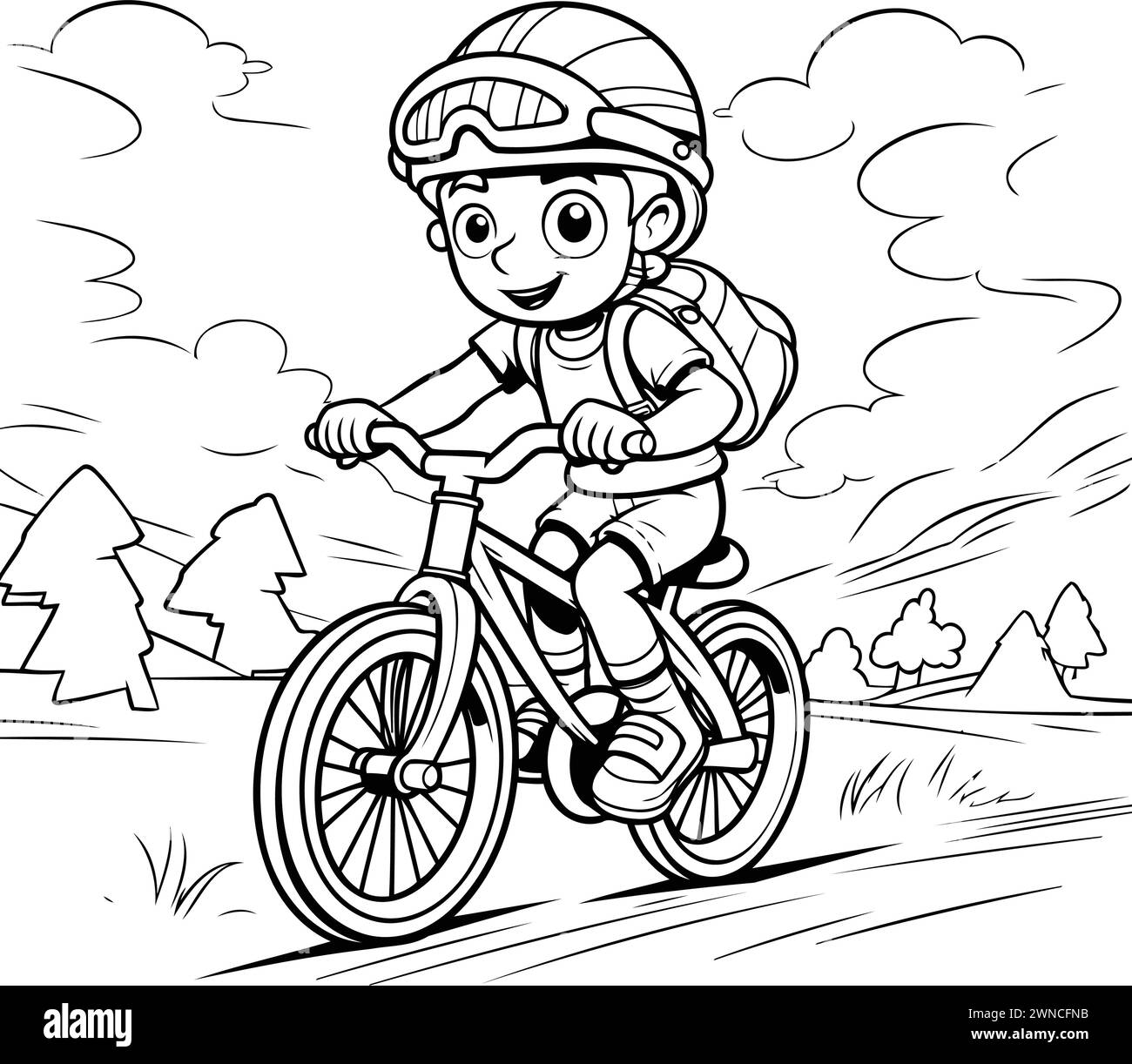 Bicycle coloring page Black and White Stock Photos & Images - Alamy