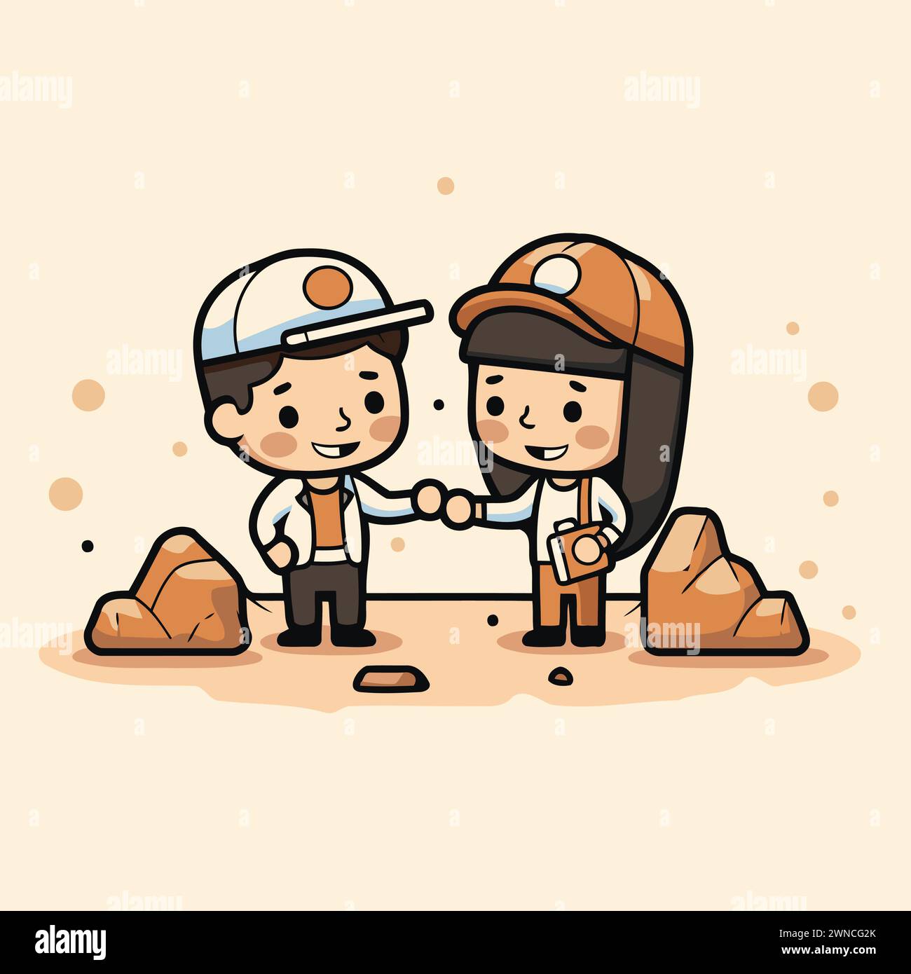 Couple of engineers working in the mine. cartoon vector illustration ...