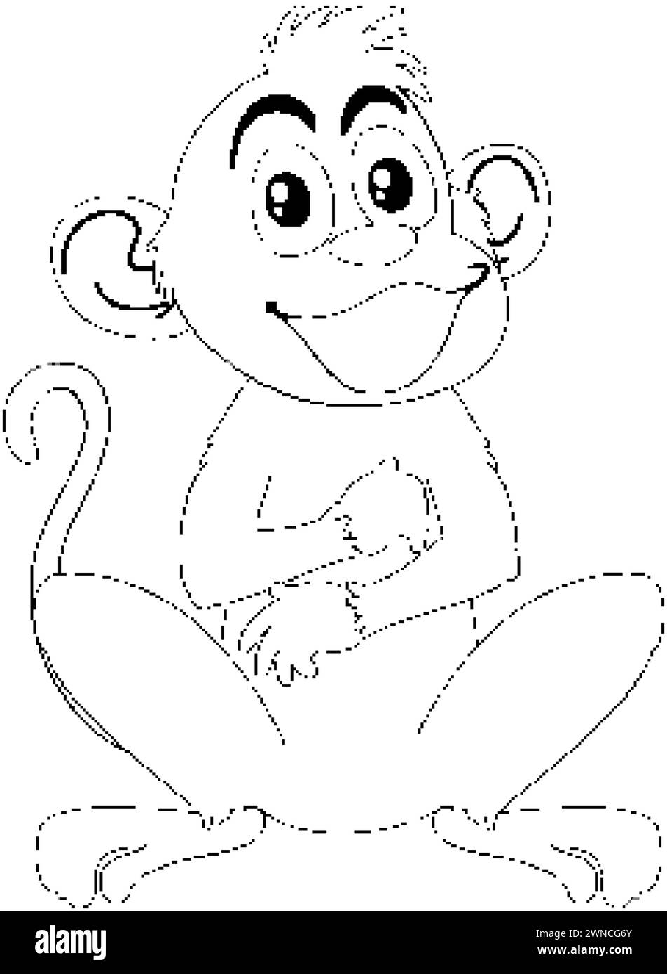 Vector illustration of a happy, sitting monkey Stock Vector Image & Art ...