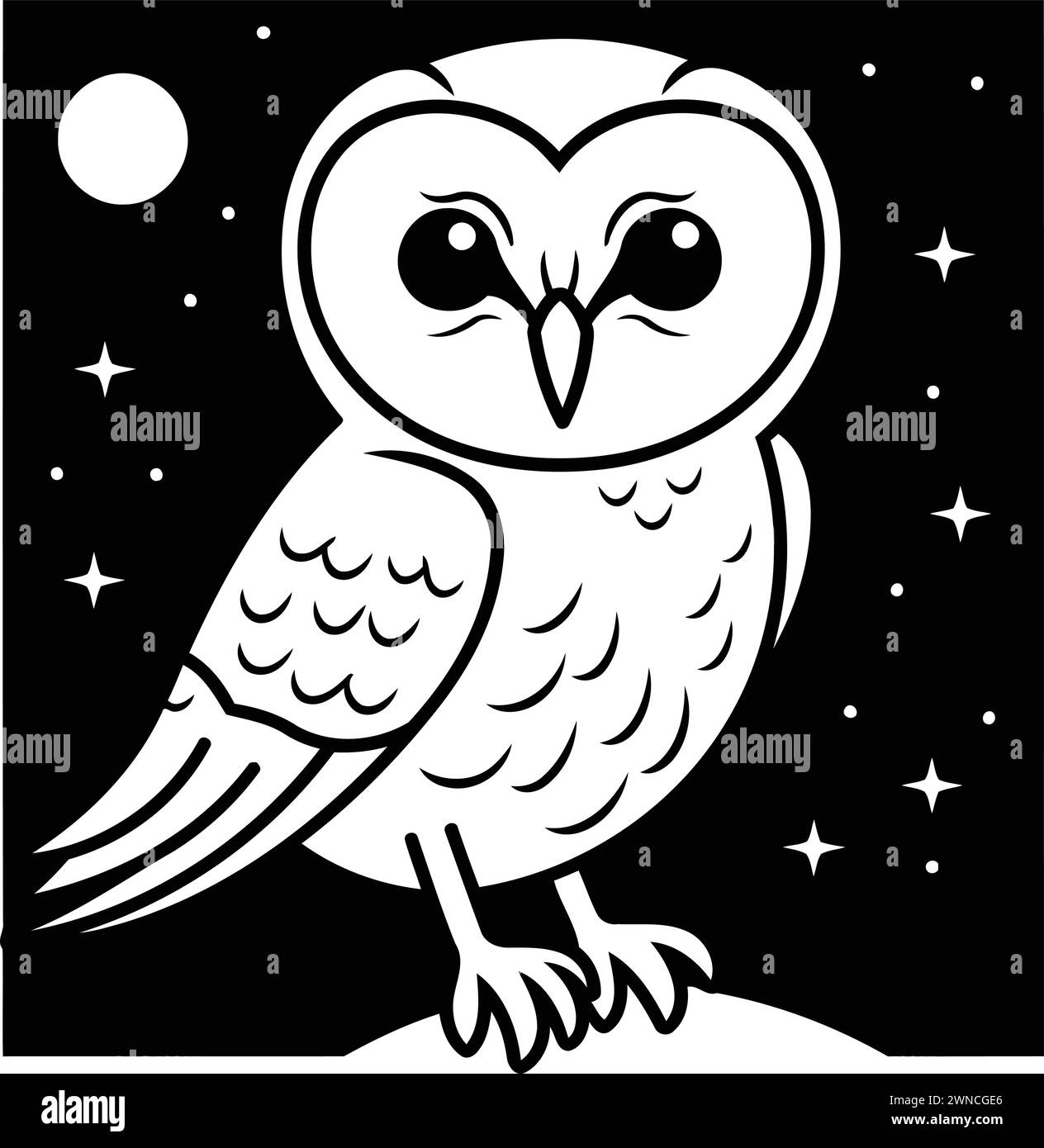Owl on Black and White Stock Photos & Images - Alamy