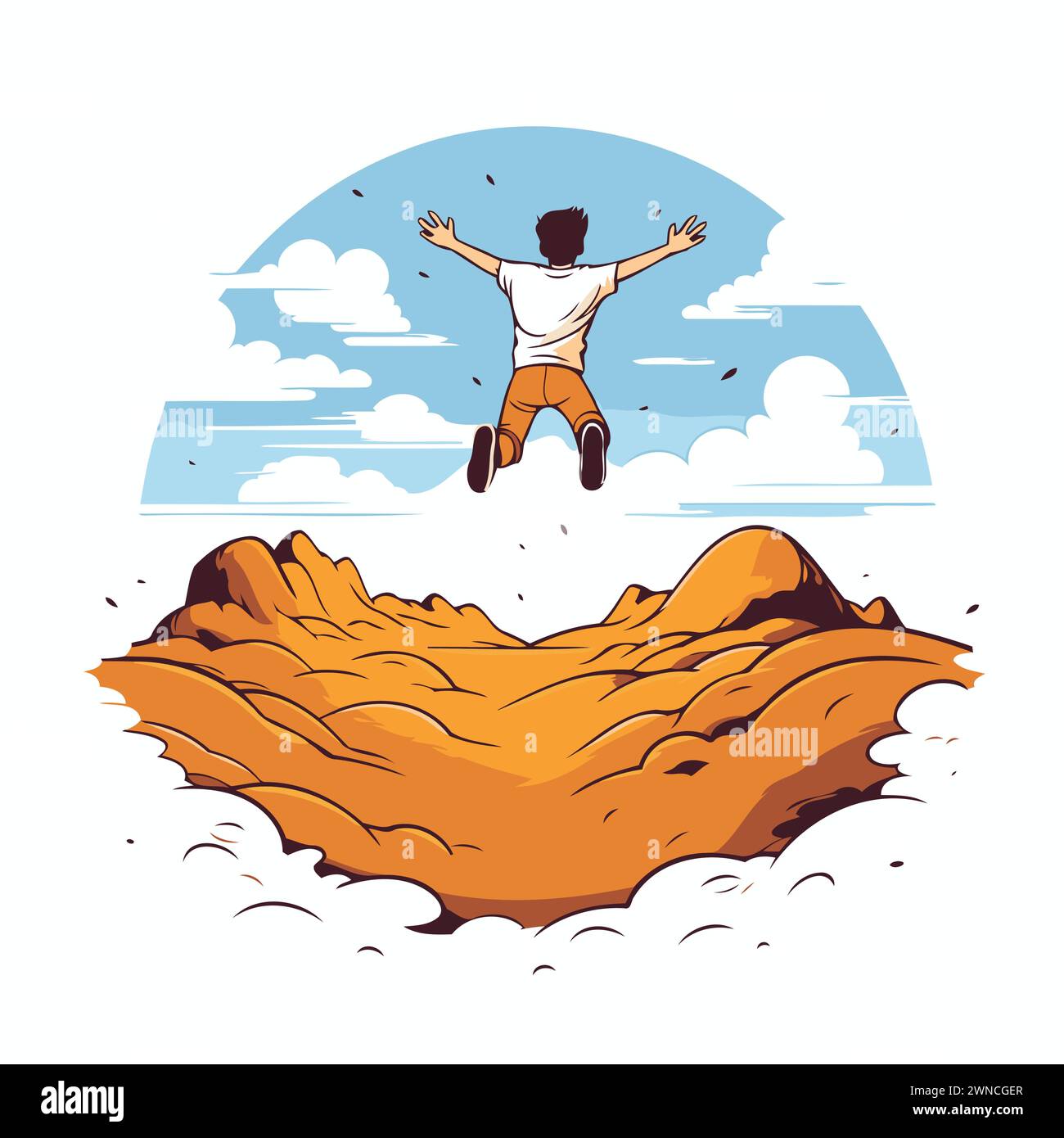 Cartoon illustration man jumping over Cut Out Stock Images & Pictures ...