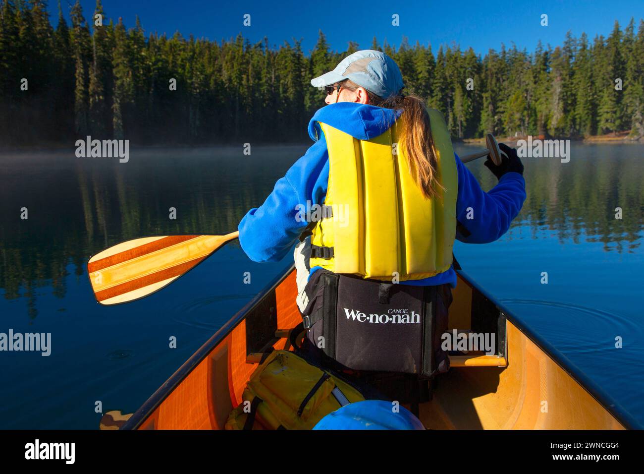 Canoeing on Charlton Lake, Deschutes National Forest, Oregon Stock ...