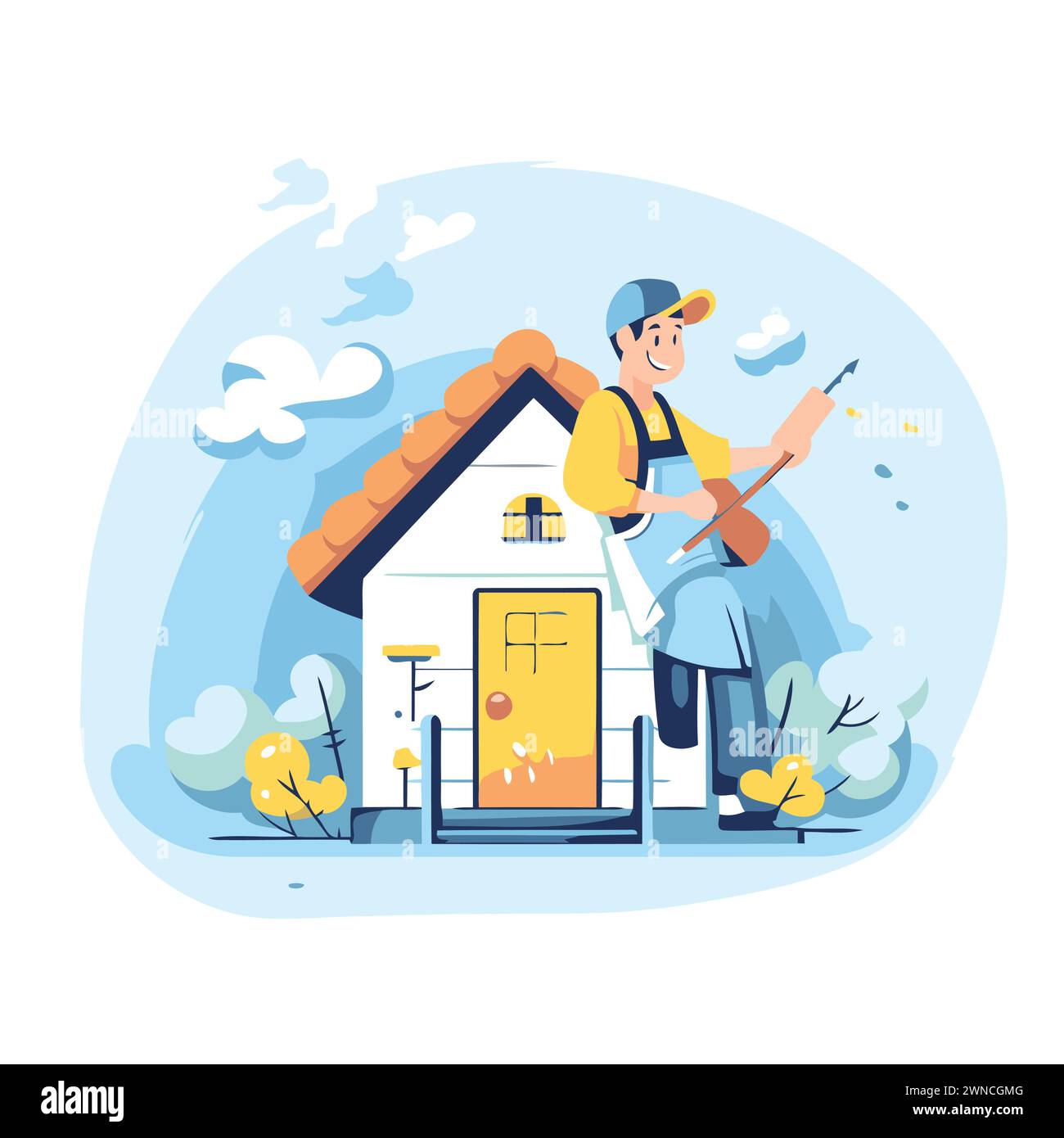 Home improvement concept. Vector illustration in flat cartoon style ...
