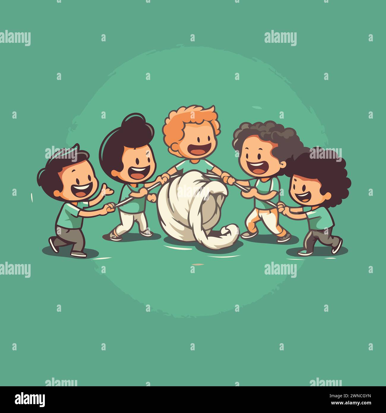 Boy pulling rope Stock Vector Images - Alamy