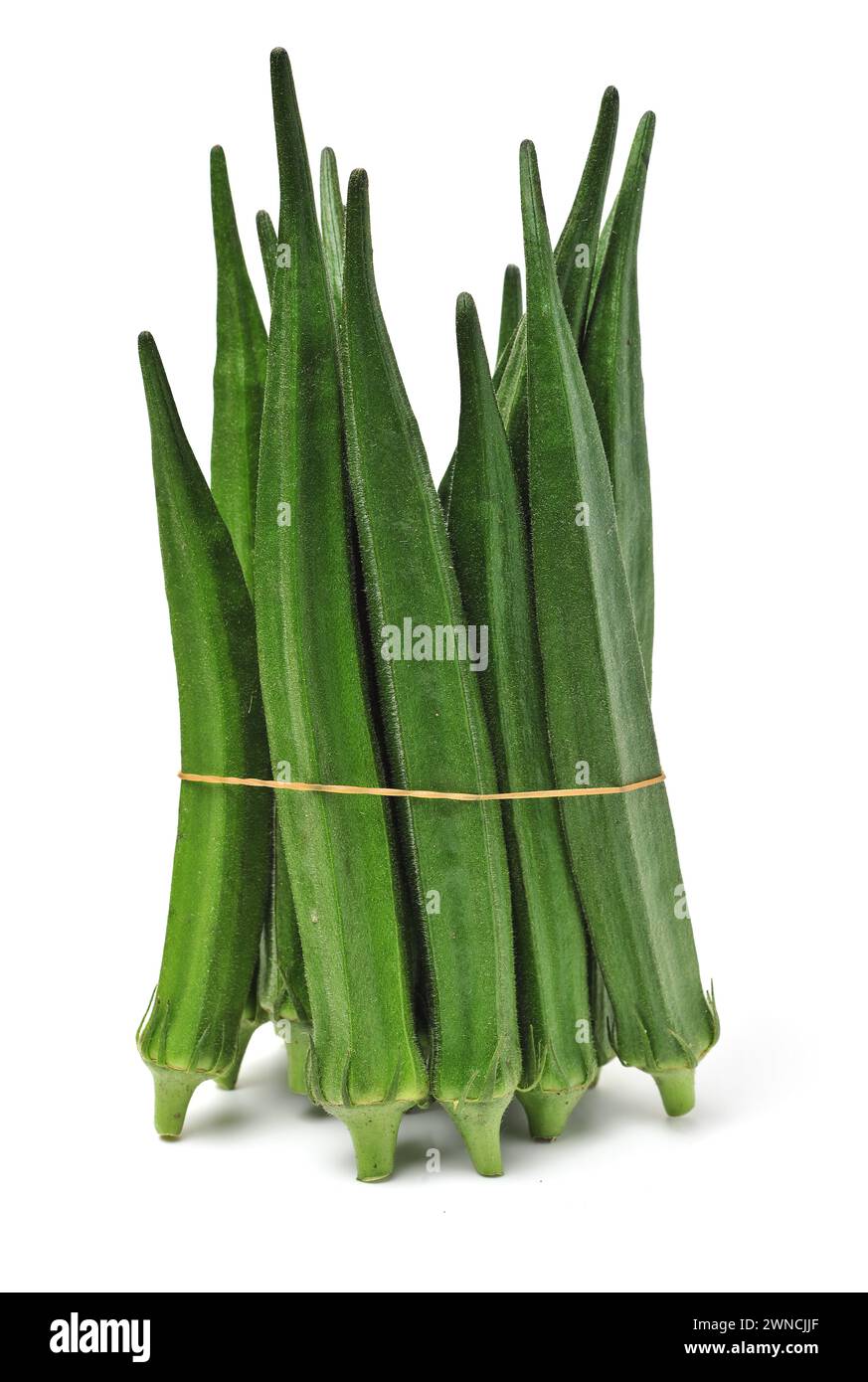 Fresh young okra isolated on white background Stock Photo - Alamy