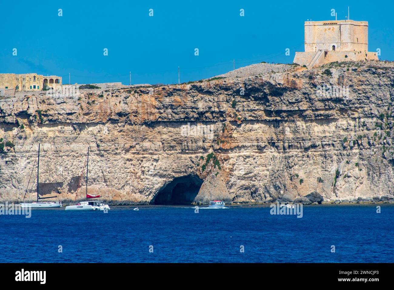 Limestone Cliffs of Comino - Malta Stock Photo - Alamy