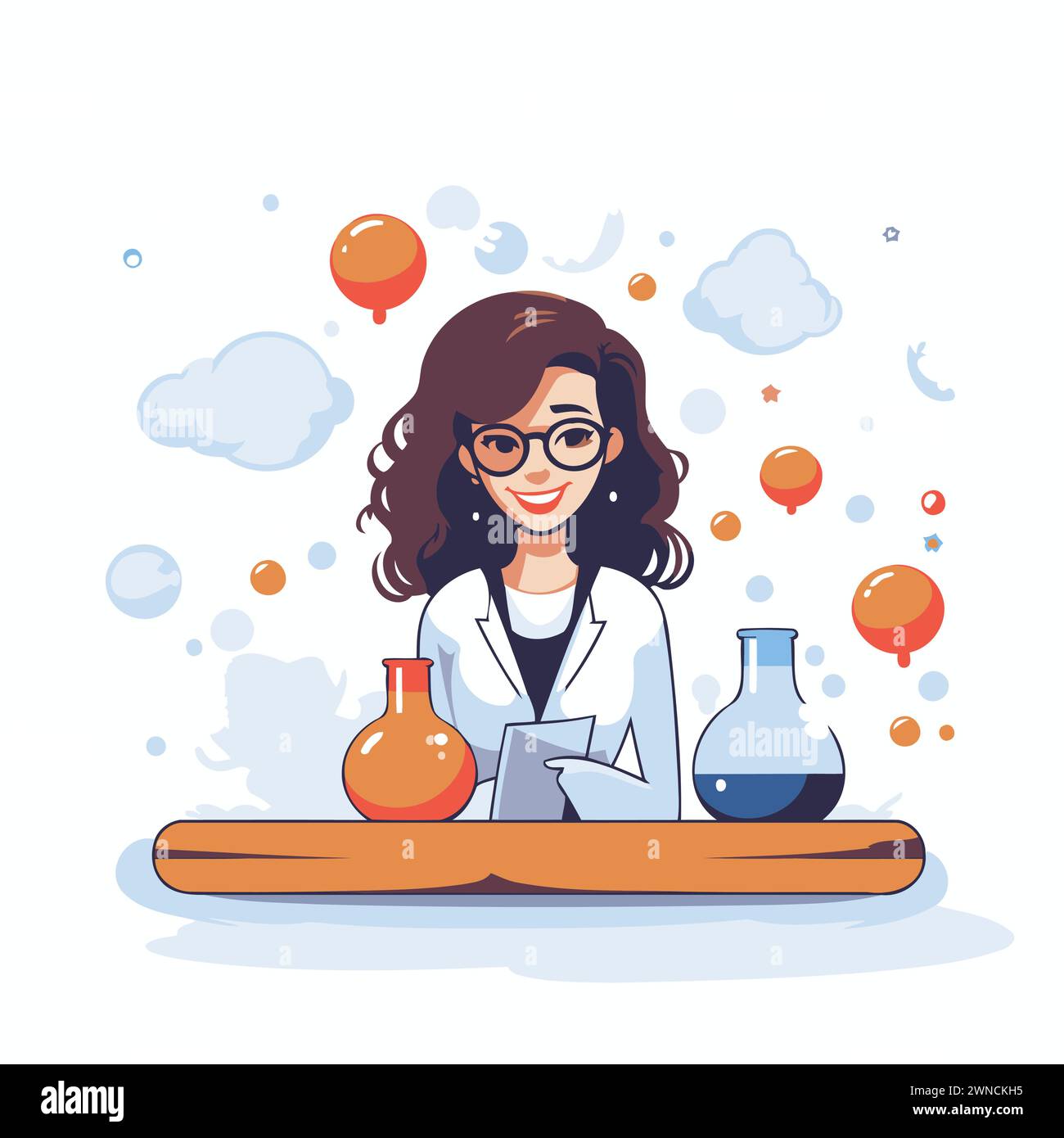 Woman glasses lab coat Stock Vector Images - Alamy