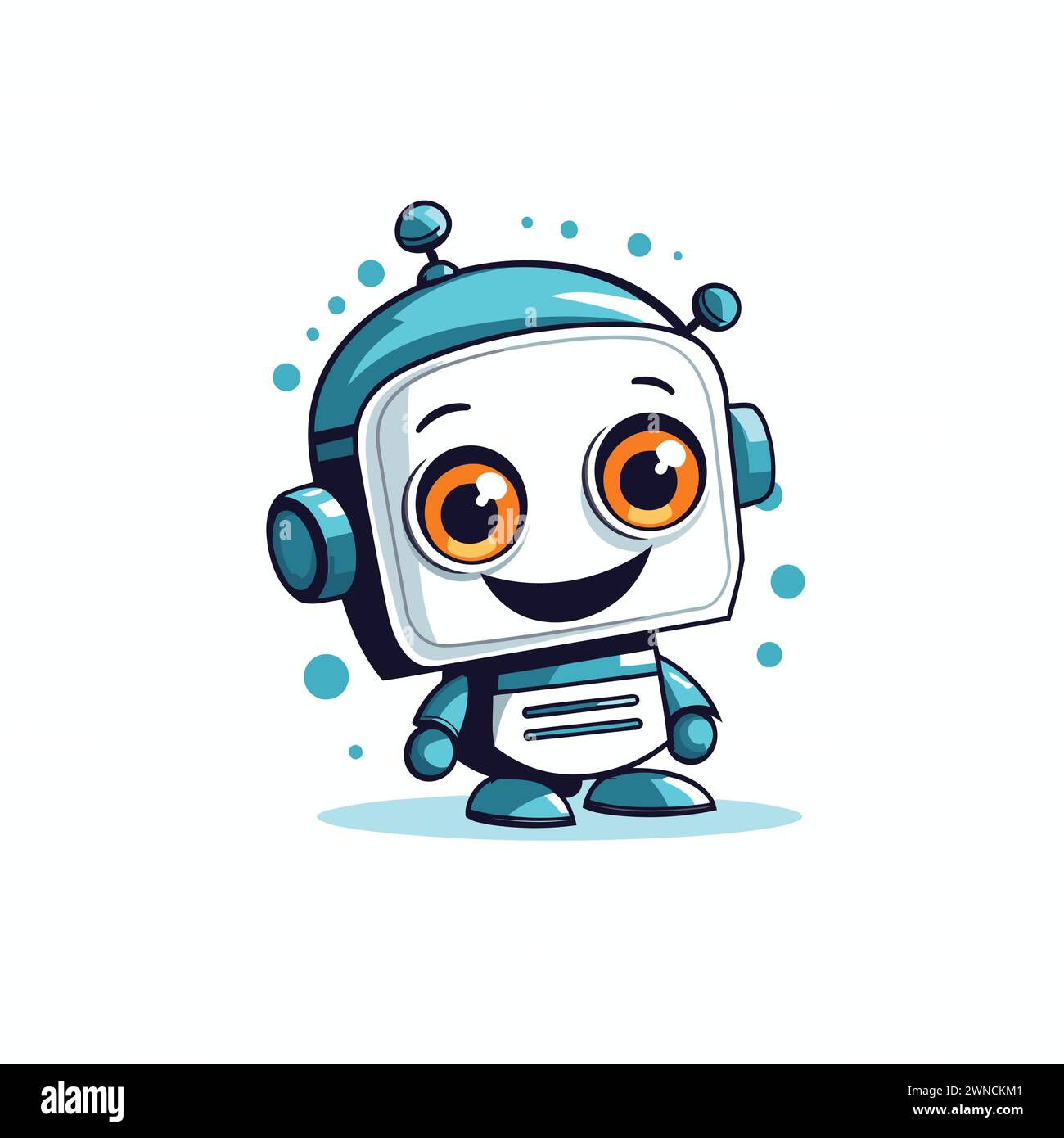 Cute cartoon robot. Vector illustration. Isolated on white background ...