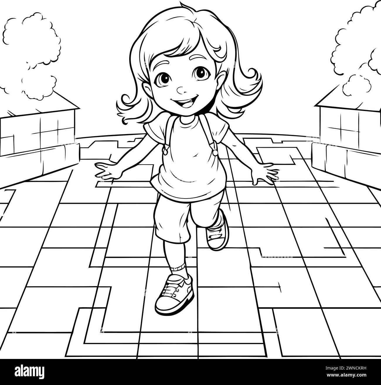 Girl running clipart Black and White Stock Photos & Images - Alamy