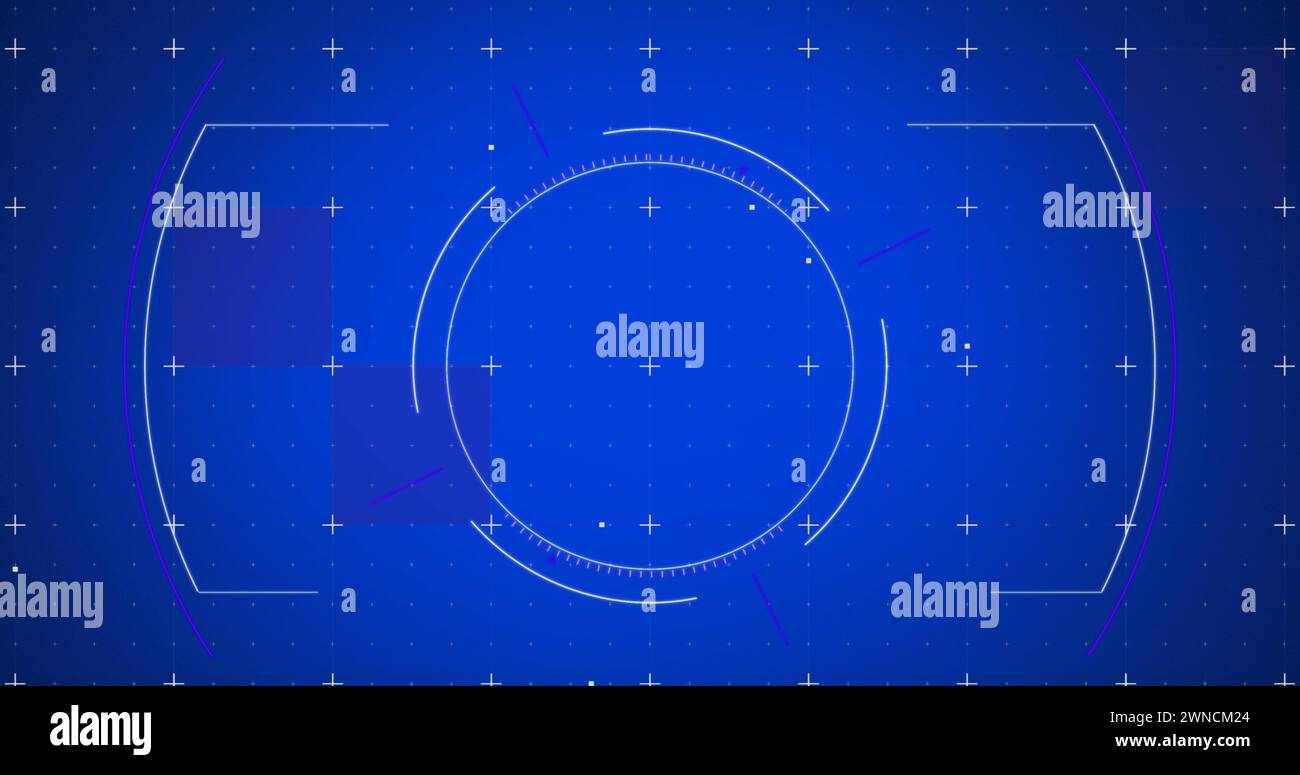 Image of scope scanning and white markers on blue background Stock ...