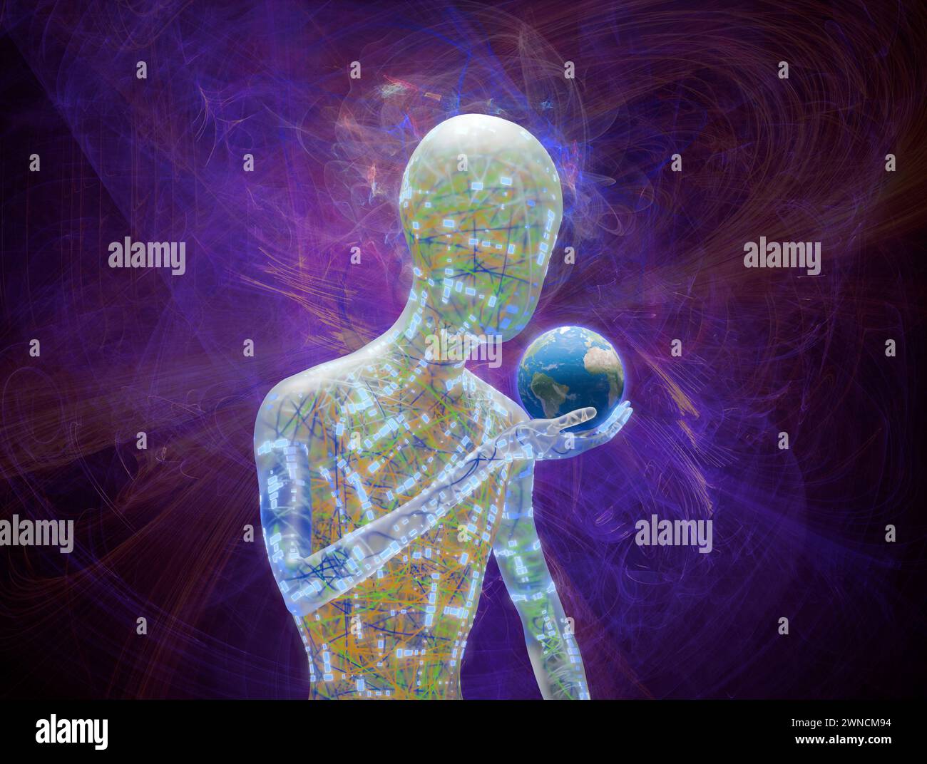 Artificial intelligence controlling the world, conceptual image Stock ...