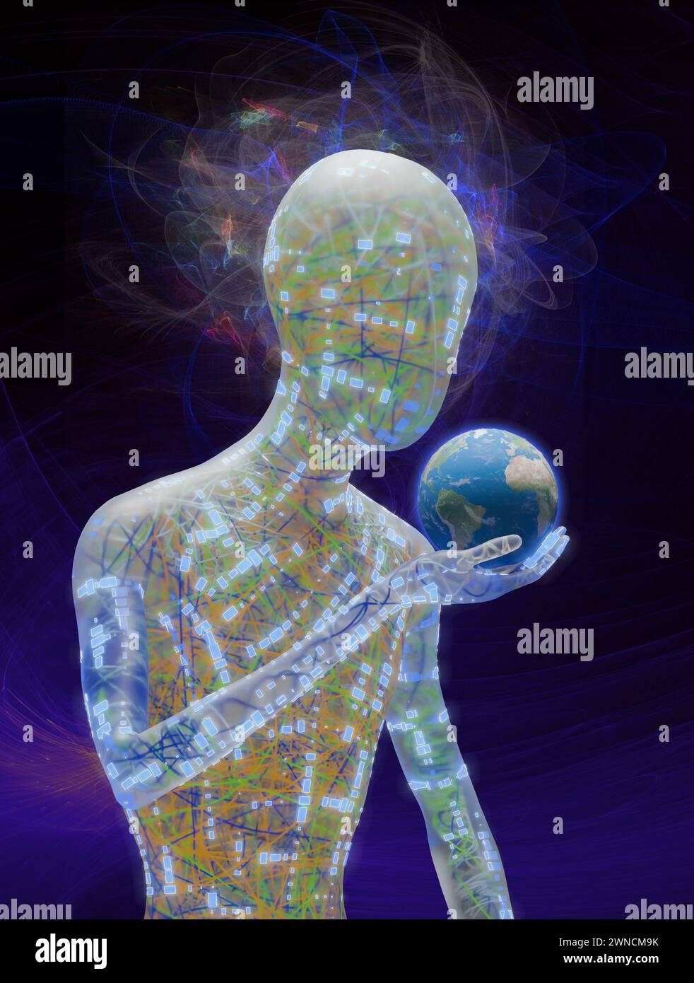 Artificial intelligence controlling the world, conceptual image Stock ...