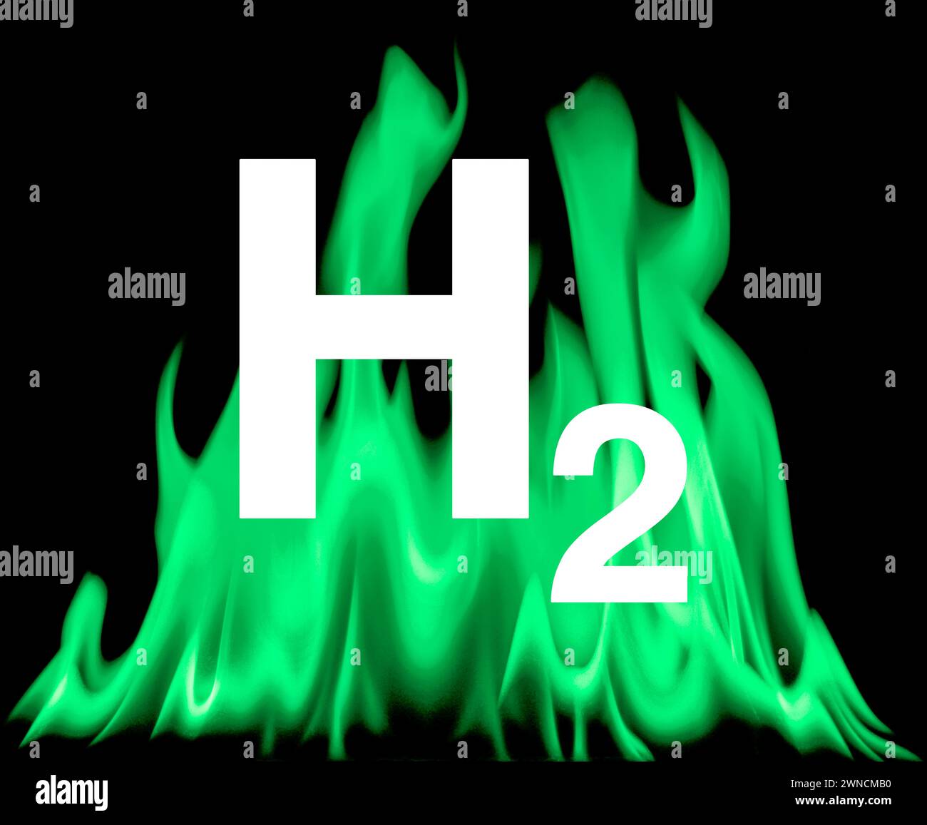 Hydrogen fuel, conceptual illustration. The image shows the chemical ...