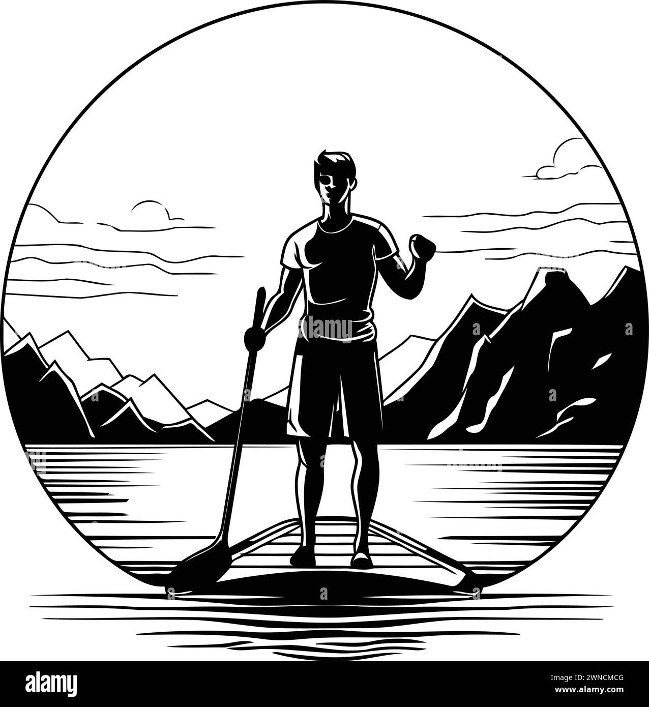 Man paddling Stock Vector Images - Alamy