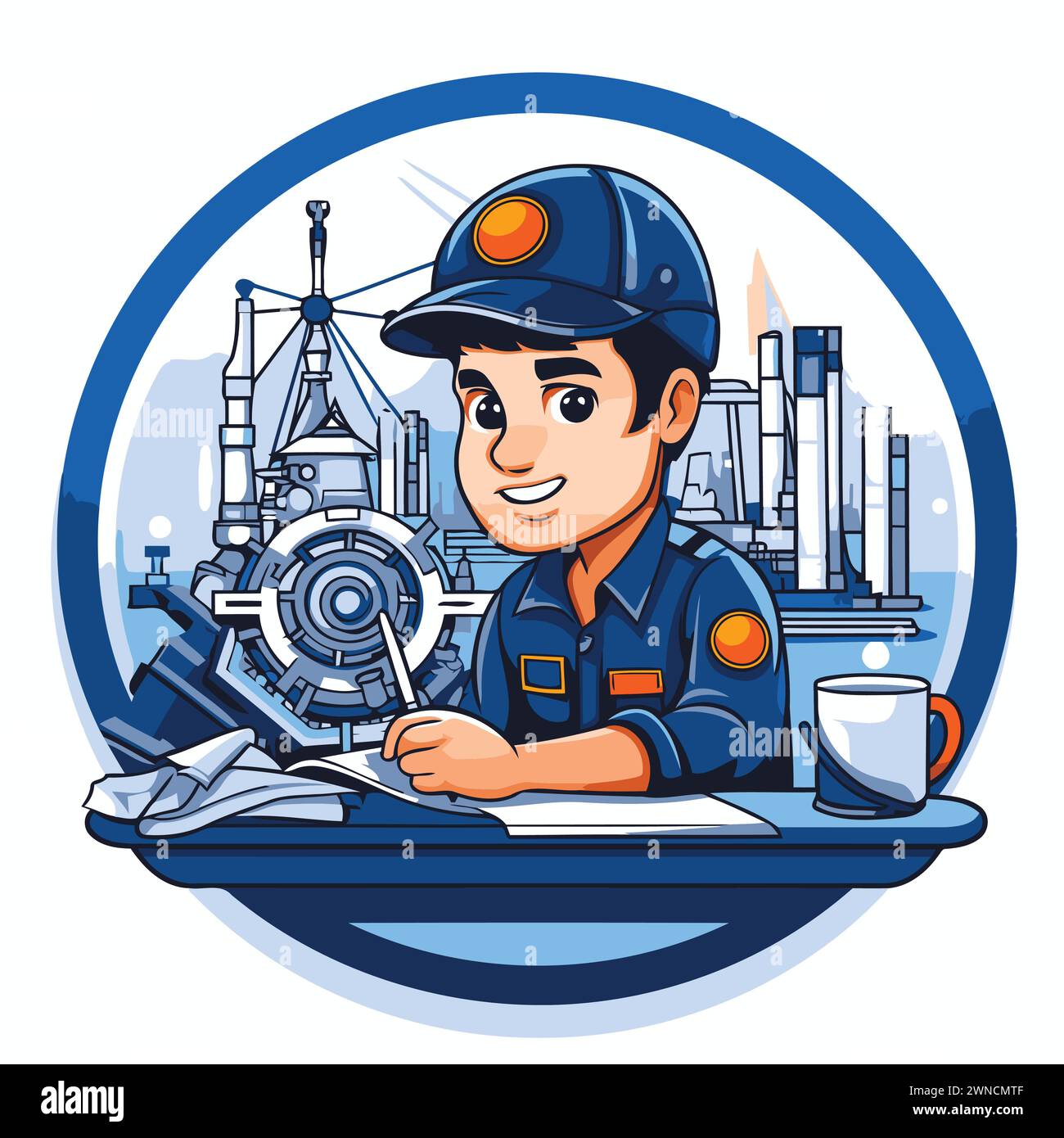 Worker in oil refinery Stock Vector Images - Alamy