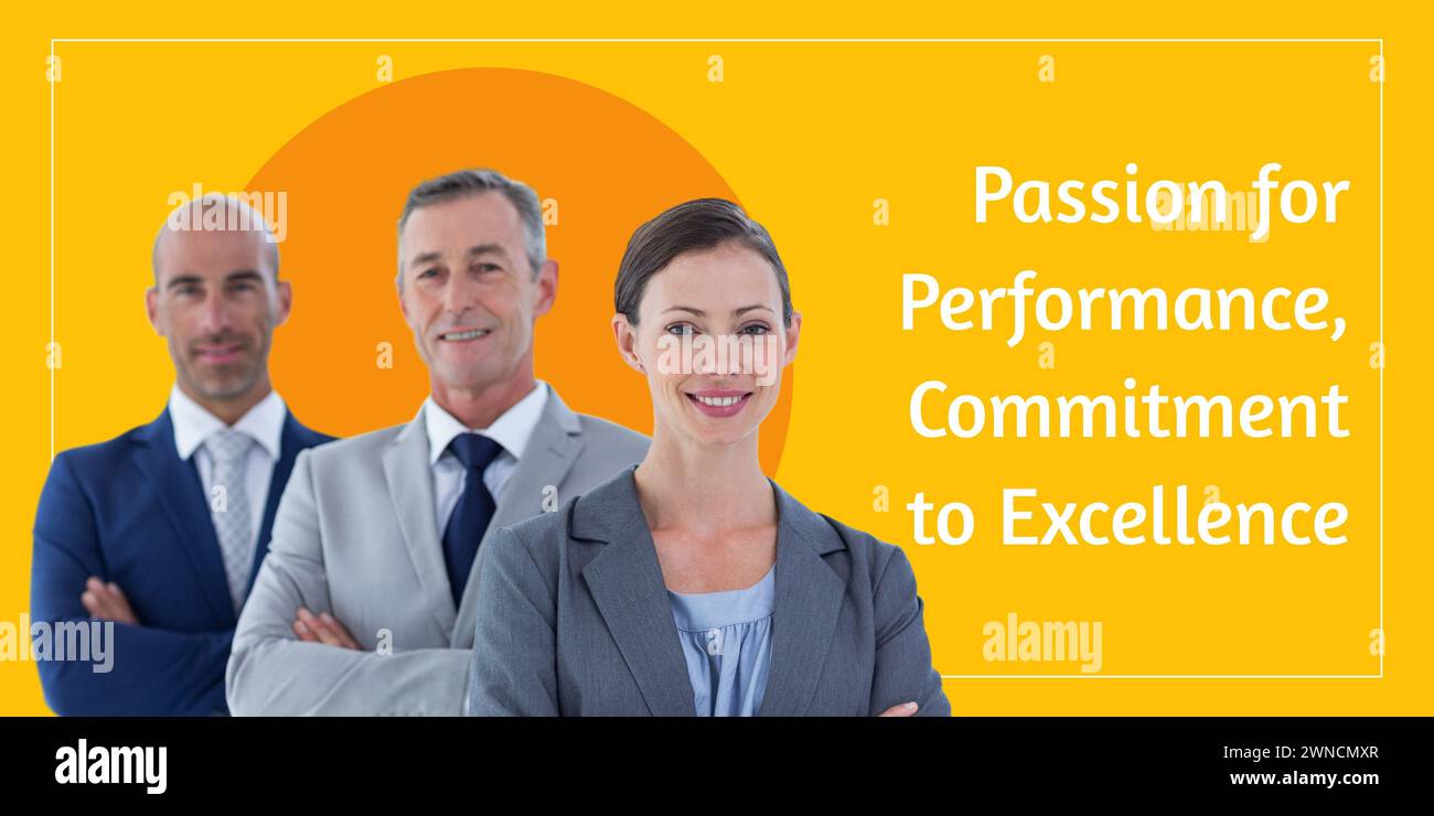 Promoting corporate values, a trio of confident professionals embodies ...