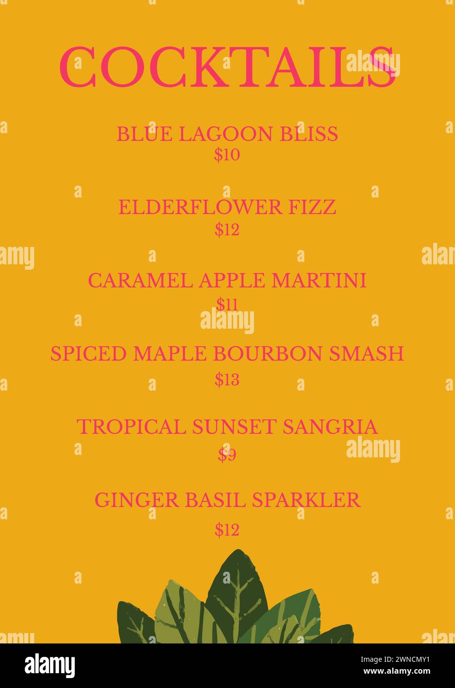 Sip in style with a chic menu Stock Photo - Alamy