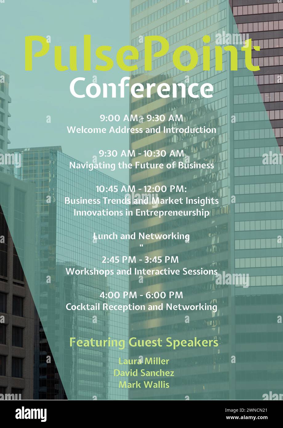 Promote your event, cityscape backdrop, professional networking Stock ...