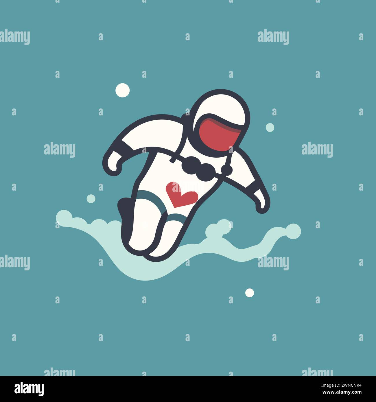 Astronaut floating in the water. Flat style vector illustration Stock ...