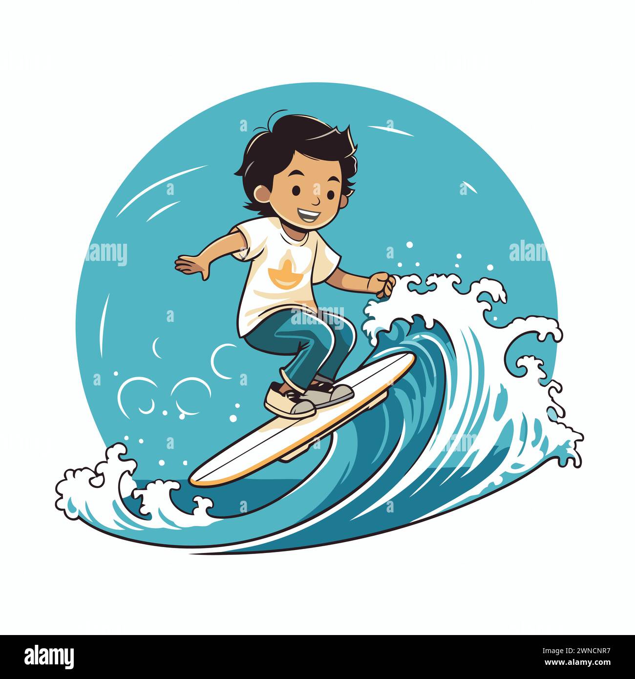 Cartoon illustration boy surfboard hi-res stock photography and images ...
