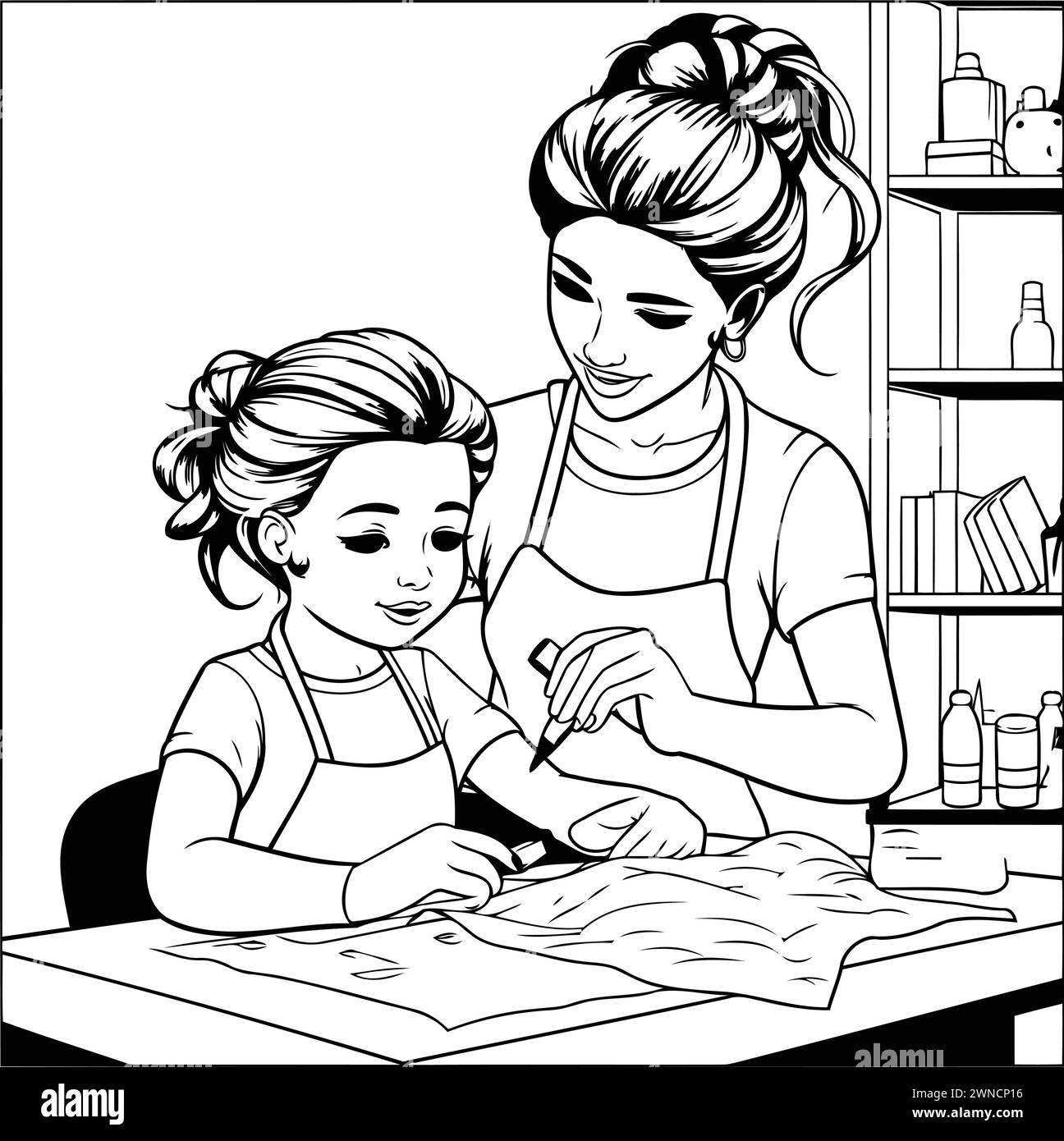 Child helping adult Stock Vector Images - Alamy