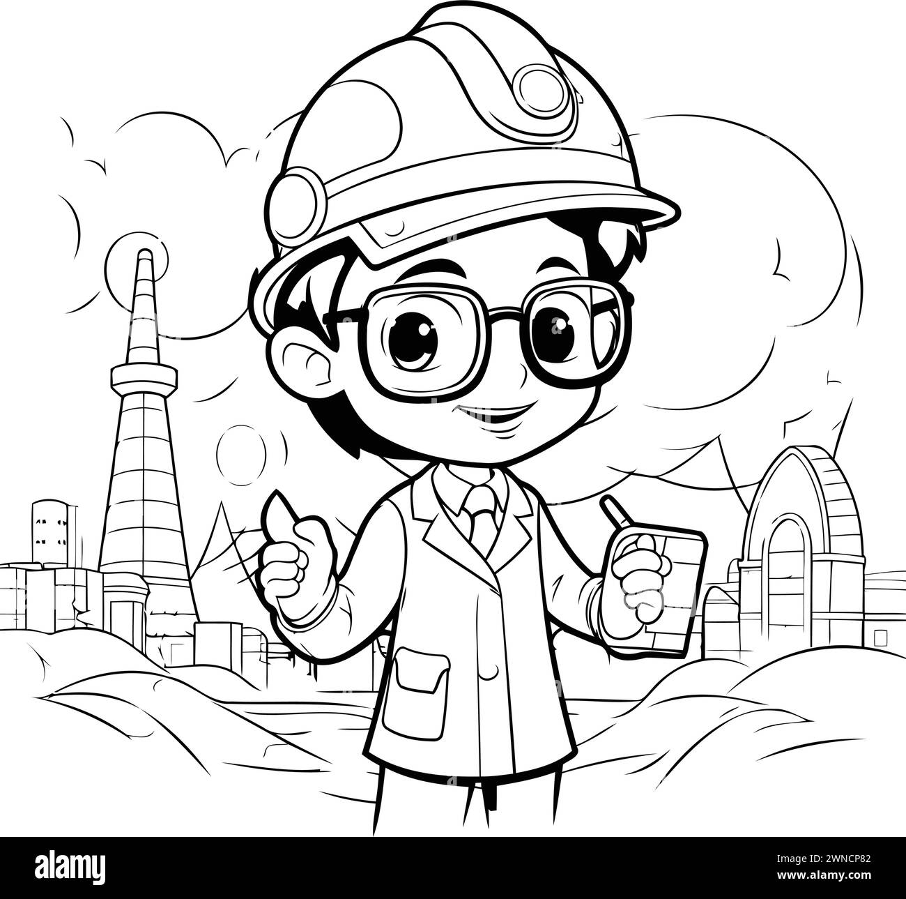 Architect boy cartoon Stock Vector Images - Alamy