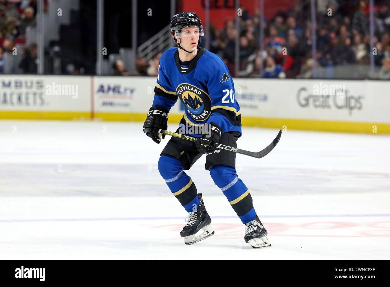 CLEVELAND, OH - MARCH 01: .Cleveland Monsters defenceman Samuel Knazko (20) on the ice during ...