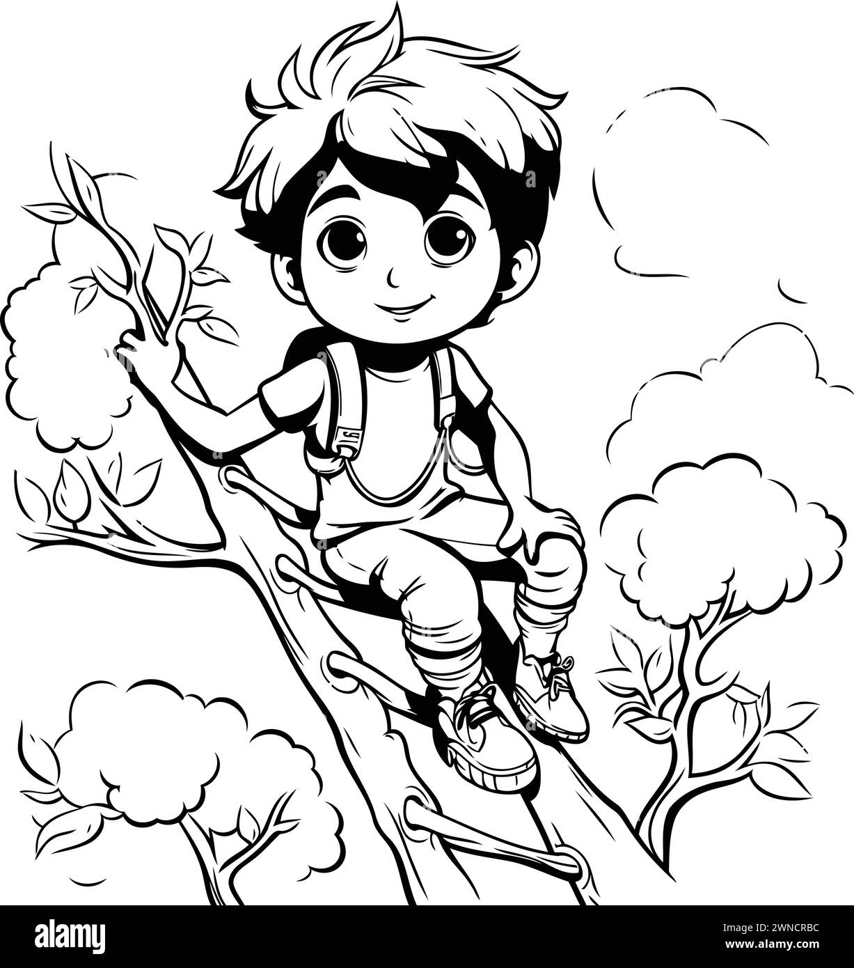 Child climbing on a tree Black and White Stock Photos & Images - Alamy