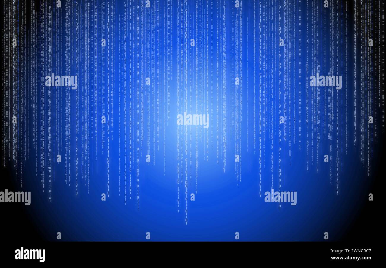 Blue binary code - matrix style background Stock Photo - Alamy