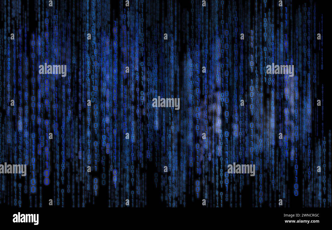 Blue binary code - matrix style background Stock Photo - Alamy