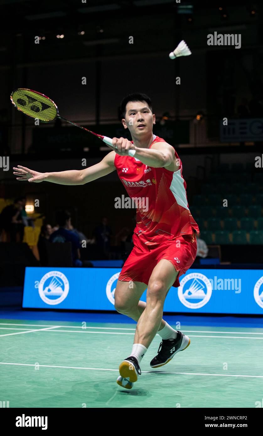 Muelheim, Germany. 1st Mar, 2024. Zhao Junpeng of China returns the ...