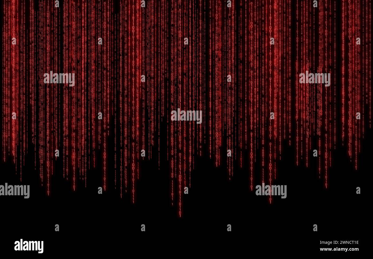 Red binary code - matrix style background Stock Photo - Alamy