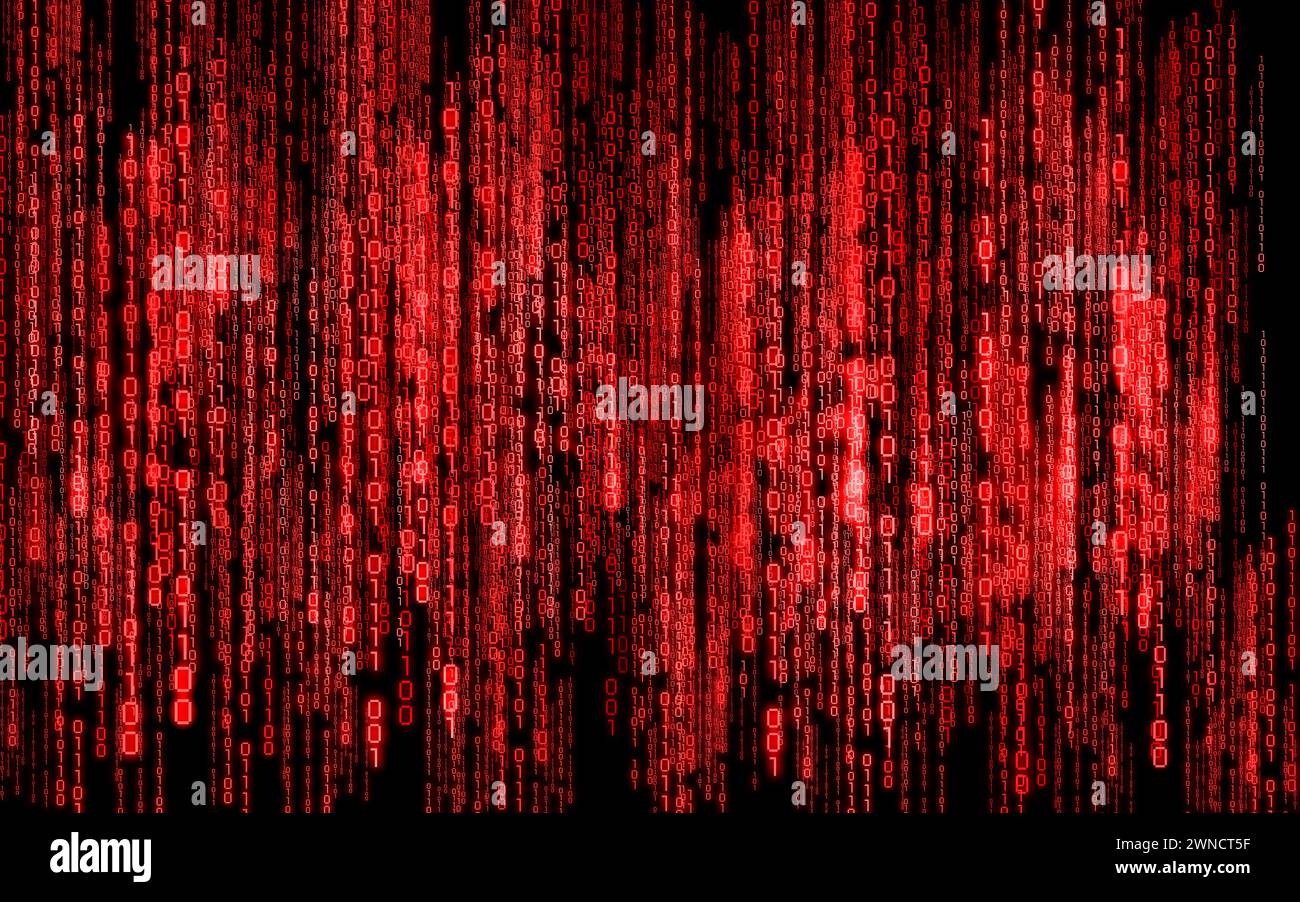 Red binary code - matrix style background Stock Photo - Alamy