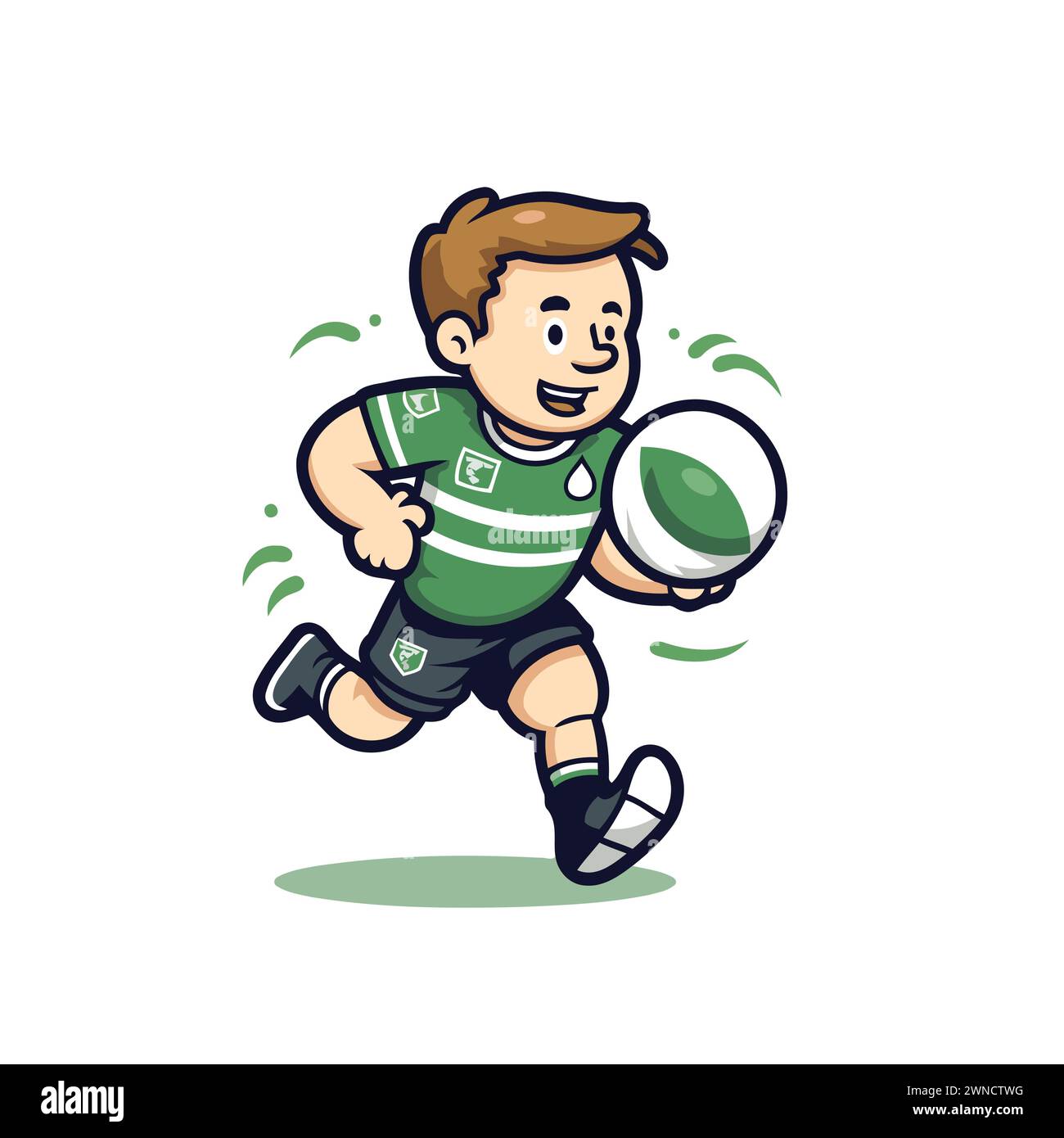 Rugby Player Cartoon Mascot Character Vector Illustration Stock Vector ...