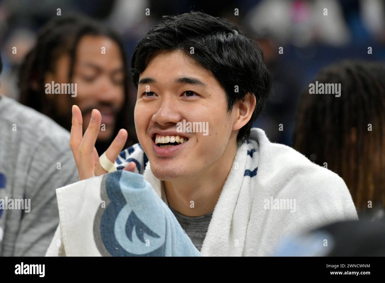 Memphis Grizzlies forward Yuta Watanabe reacts in the first half of an ...