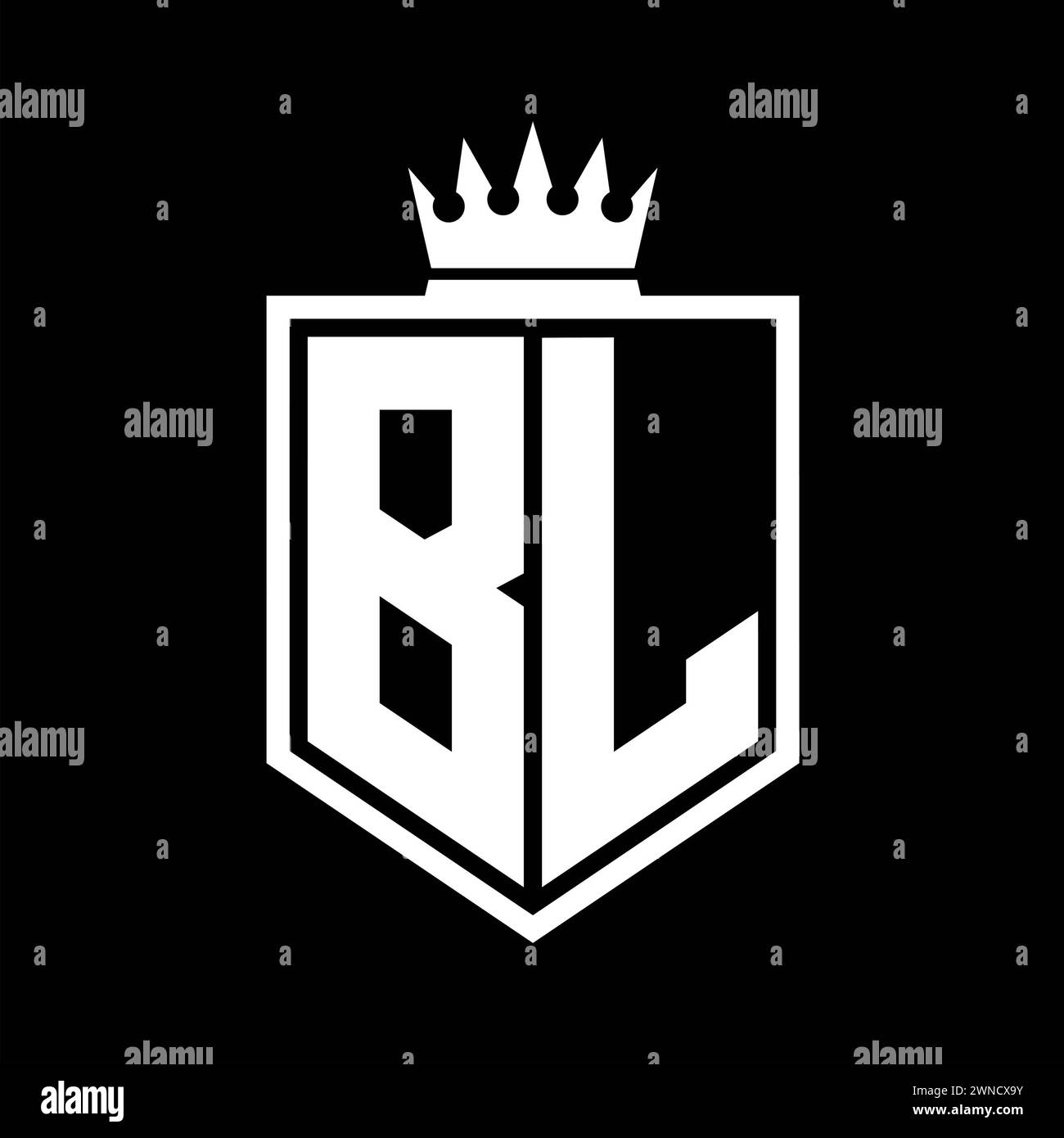 BL Letter Logo monogram bold shield geometric shape with crown outline ... BL Letter Logo monogram bold shield geometric shape with crown outline ...