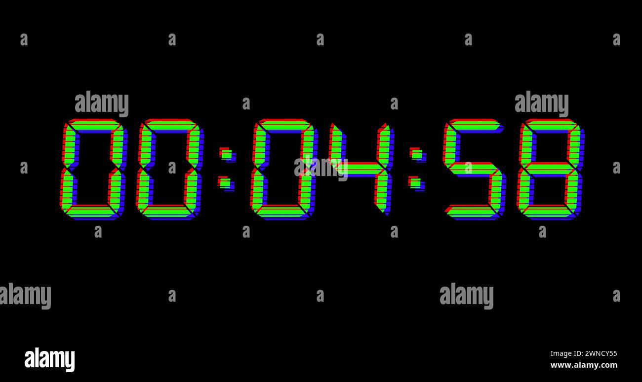 Image of green digital timer changing on black background Stock Photo ...
