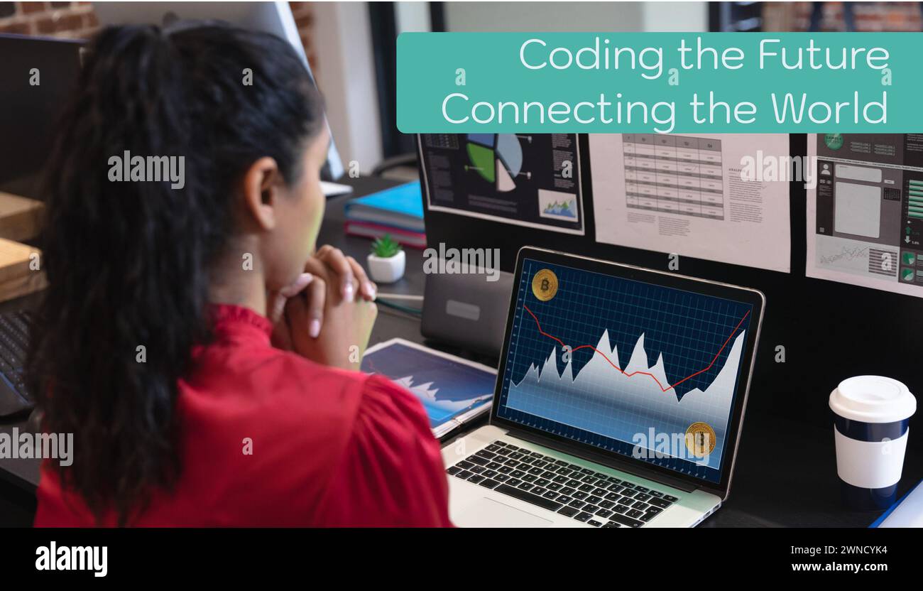 Composite of coding the future, connecting the world text over ...