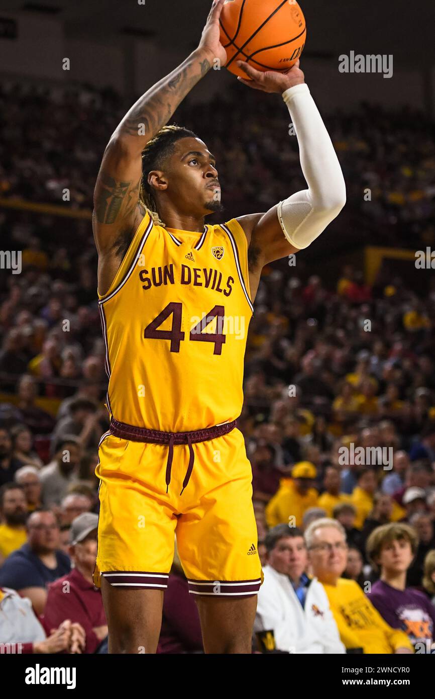 Arizona State Sun Devils guard Adam Miller (44) shoots a three pointer ...