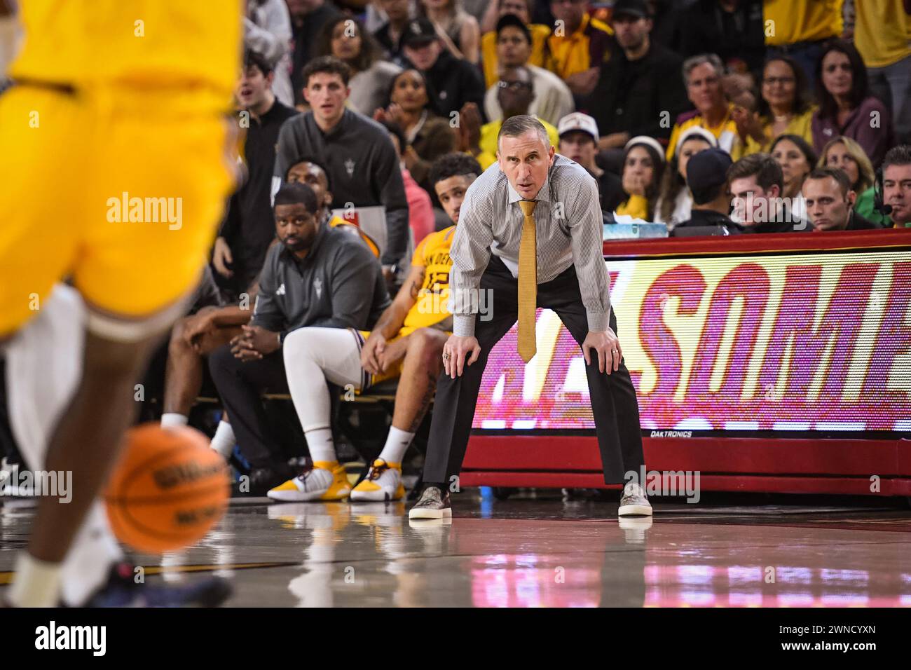 Arizona State Sun Devils head coach Bobby Hurley watches the game in ...