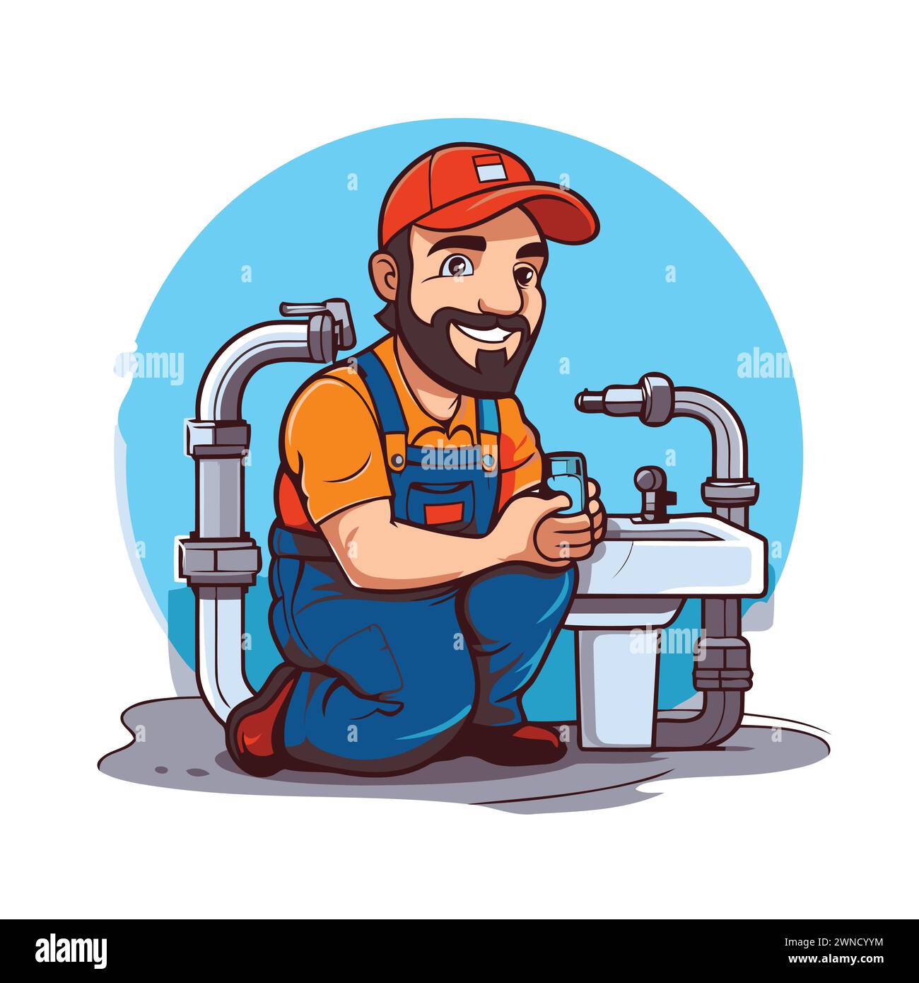 Plumber. Plumber in uniform. Vector illustration in cartoon style Stock ...