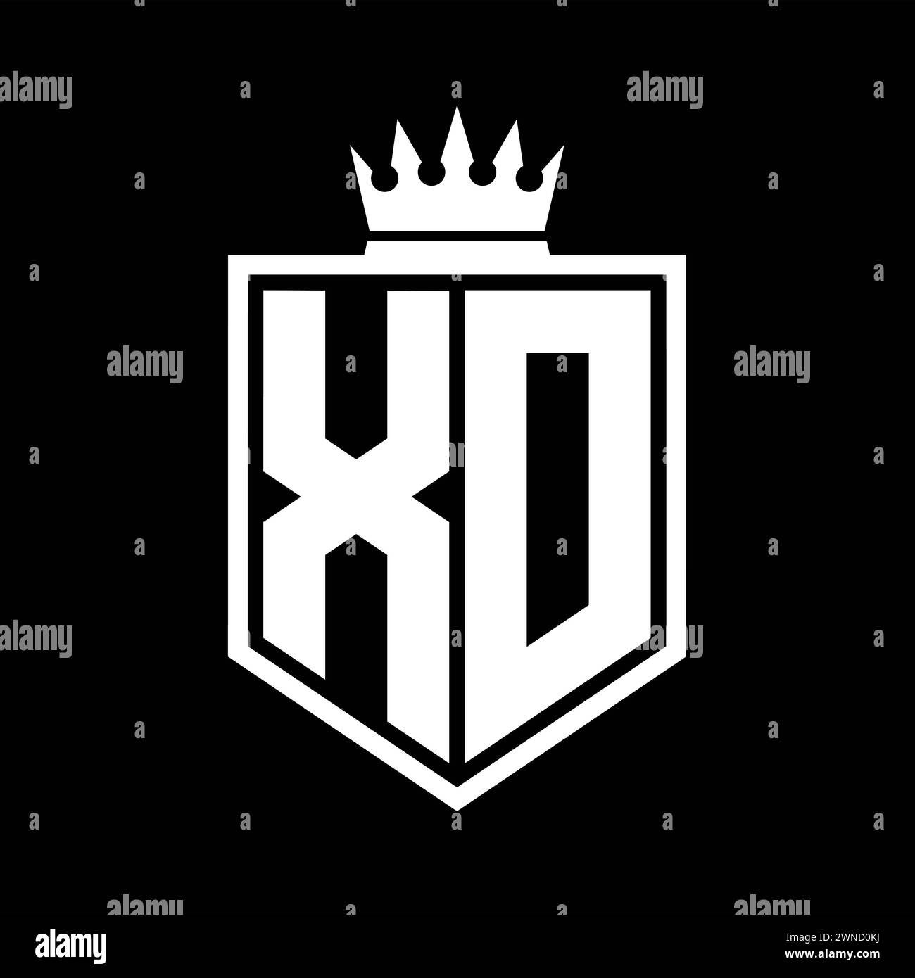 XD Letter Logo monogram bold shield geometric shape with crown outline ...