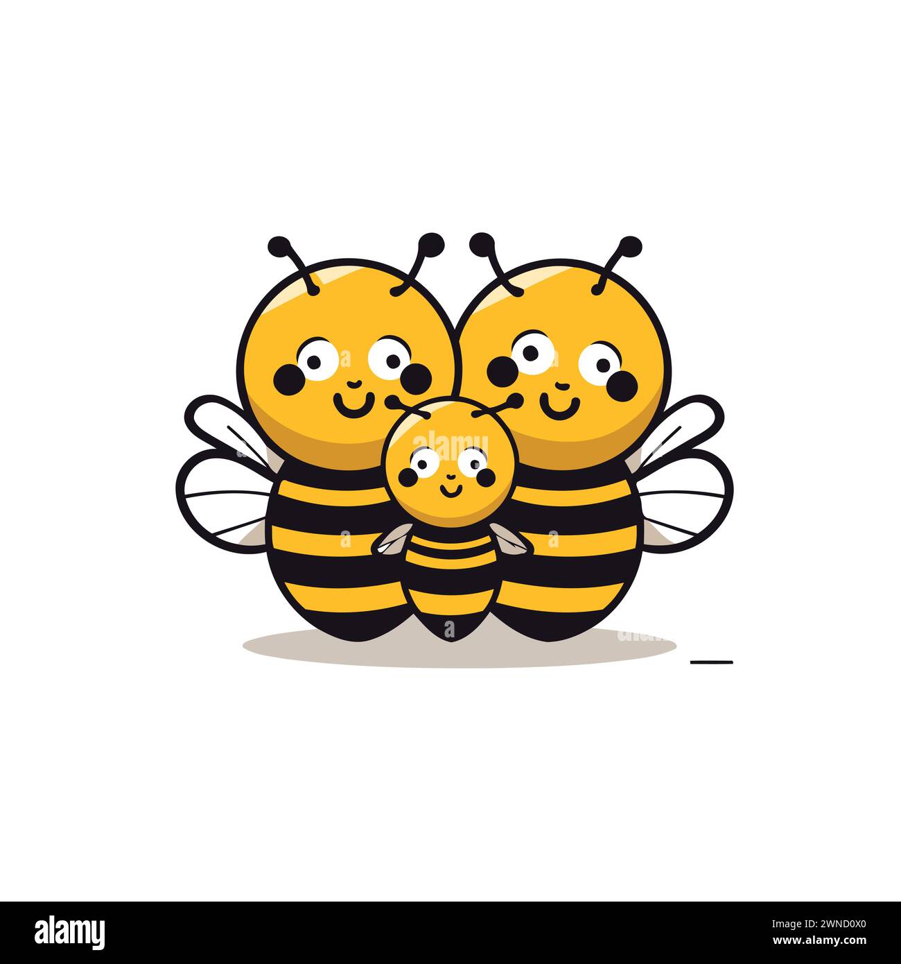 cute cartoon bee family vector illustration isolated on a white ...
