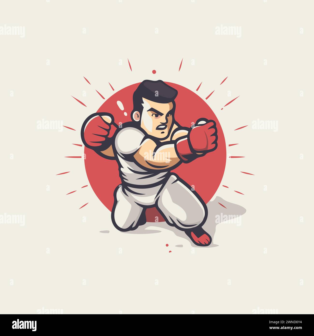 Vector illustration of a boxer with boxing gloves in a fight pose Stock ...