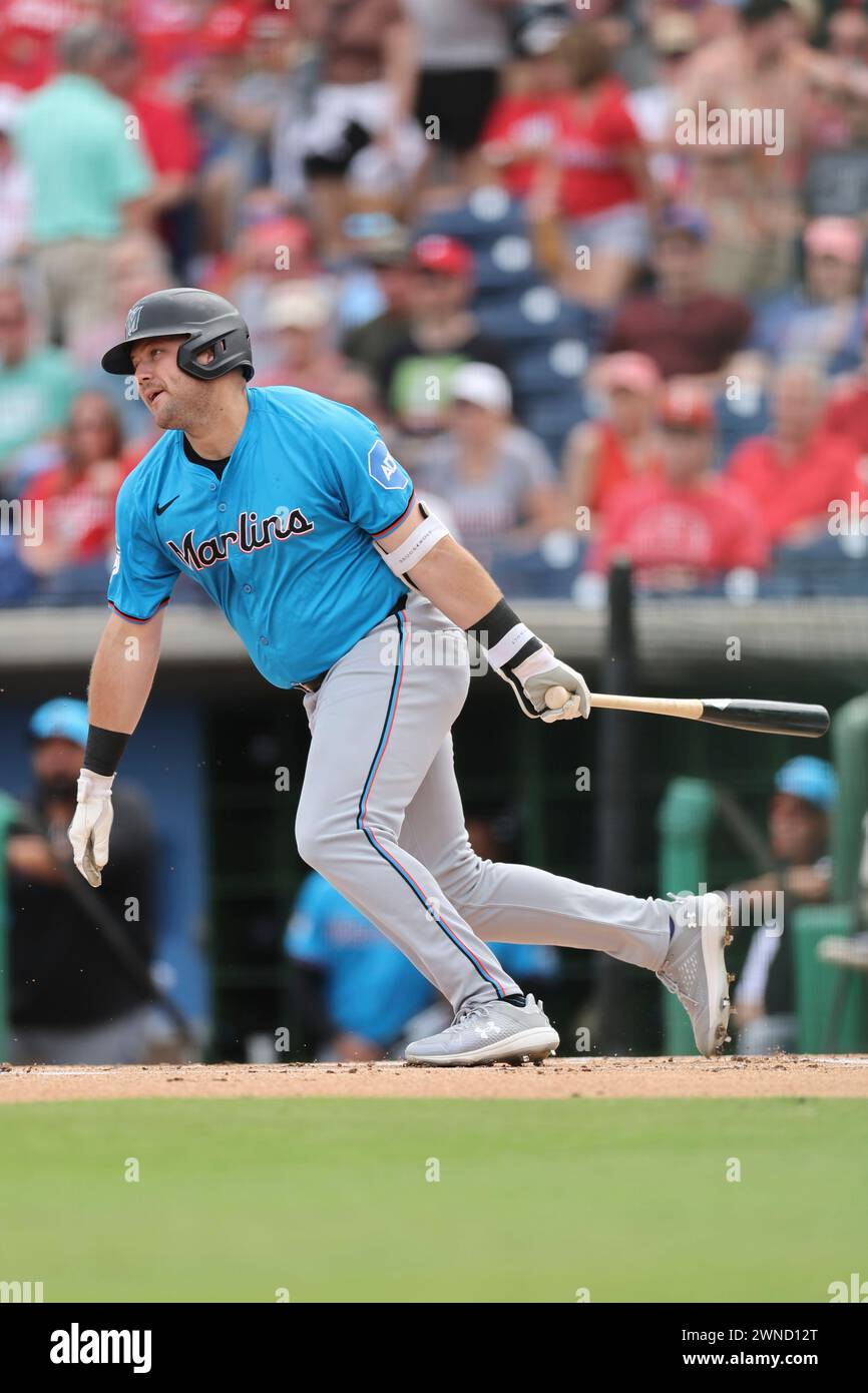 Clearwater, Florida, USA. 1st Mar, 2024. Miami Marlins third baseman ...