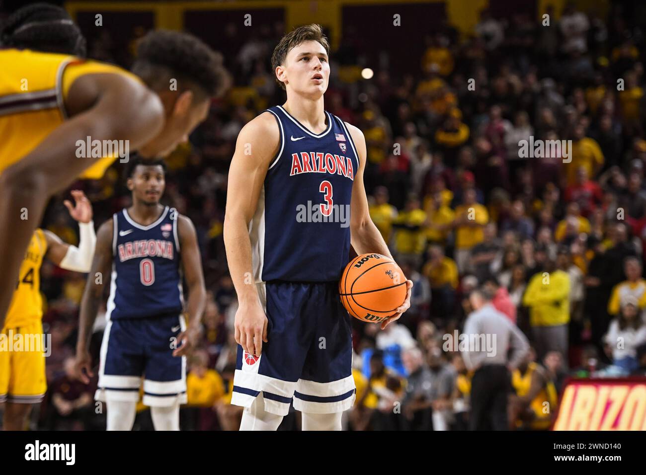 Tempe, United States. 28th Feb, 2024. Arizona Wildcats guard Pelle ...