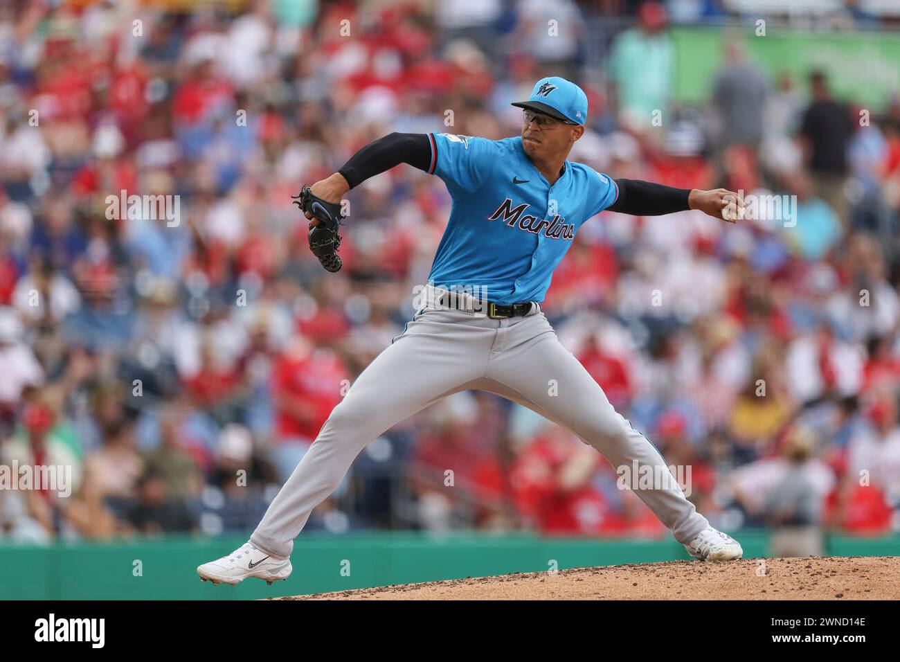 Clearwater, Florida, USA. 1st Mar, 2024. Miami Marlins pitcher Jesus ...